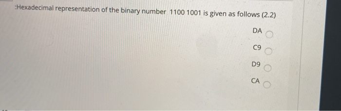 Solved :Hexadecimal representation of the binary number 1100 | Chegg.com