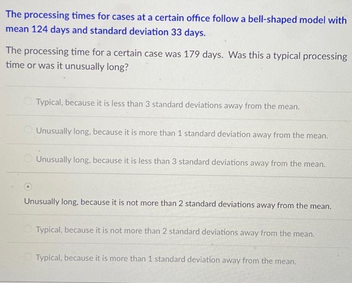 Solved The processing times for cases at a certain office | Chegg.com
