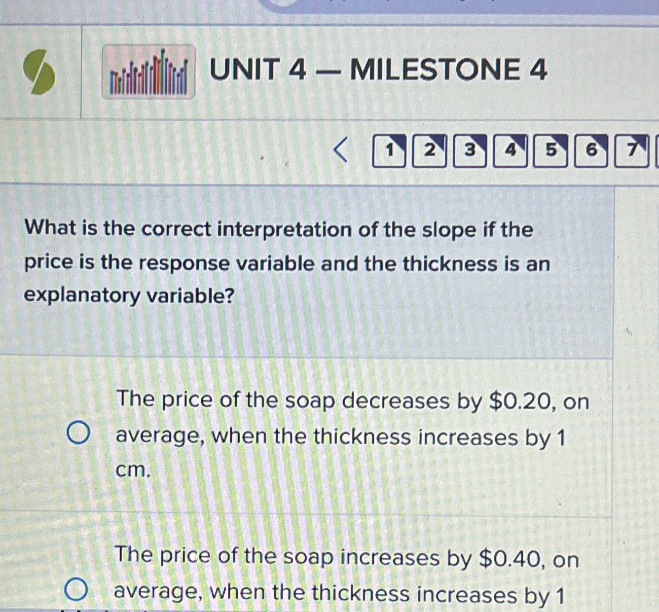 Solved UNIT 4 - ﻿MILESTONE 4What is the correct | Chegg.com