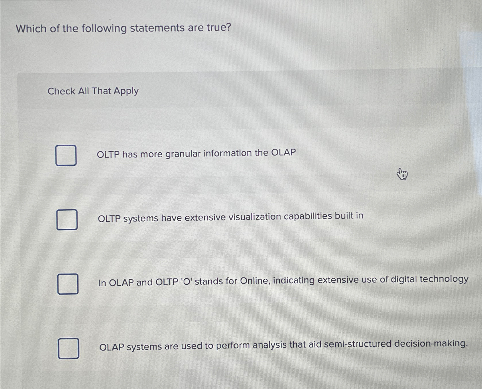 Solved Which of the following statements are true?Check All | Chegg.com
