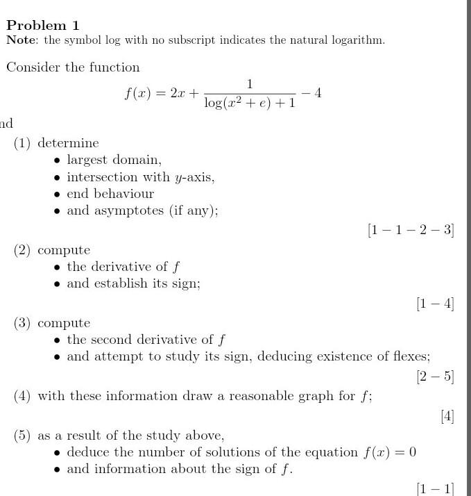 Solved Problem 1 Note: the symbol log with no subscript | Chegg.com