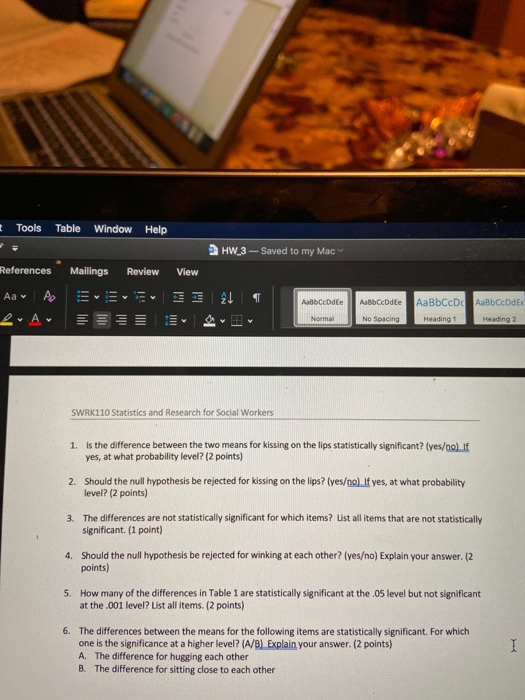 Solved Tools Table Window Help HW 3-Saved to my Mac Mailings | Chegg.com