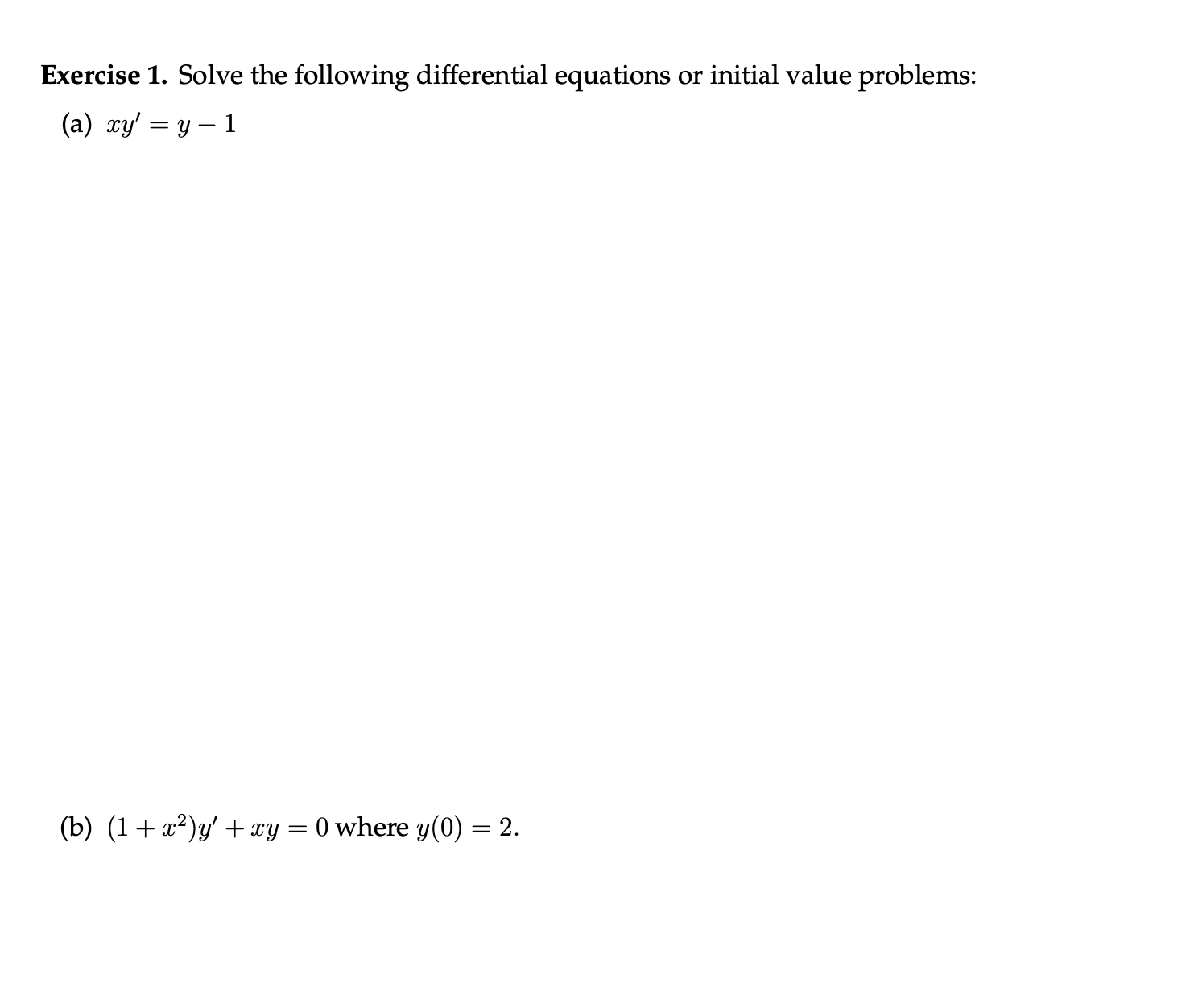 Solved Exercise 1. ﻿Solve the following differential | Chegg.com