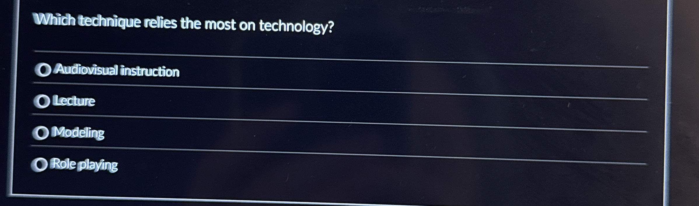Solved Which technique relies the most on | Chegg.com