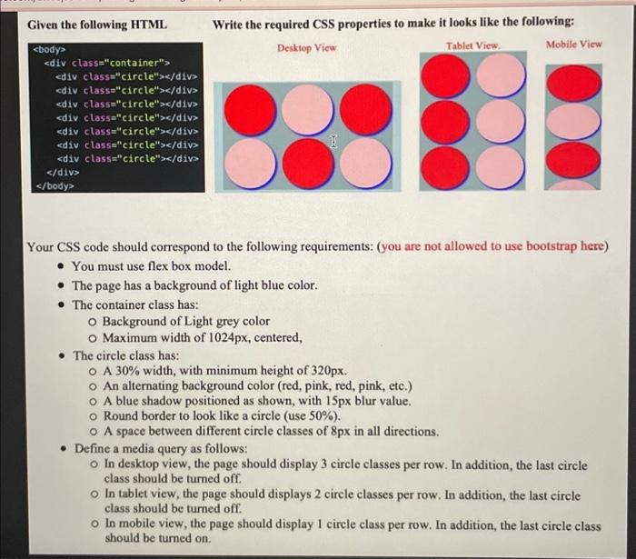 Given the following HTML Write the required CSS | Chegg.com