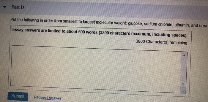 Solved Part D Put the following in order from smallest to | Chegg.com