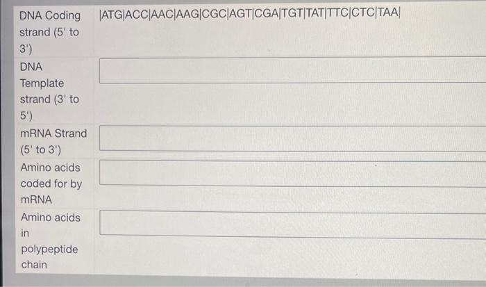 Solved DNA Coding | Chegg.com