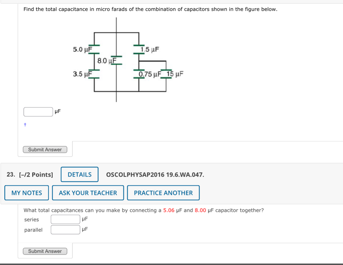Solved Find the total capacitance in micro farads of the | Chegg.com