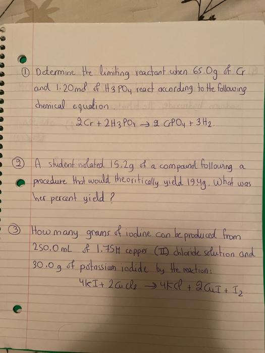 Solved - Determine the limiting reactant when 65. Og of Cr. | Chegg.com