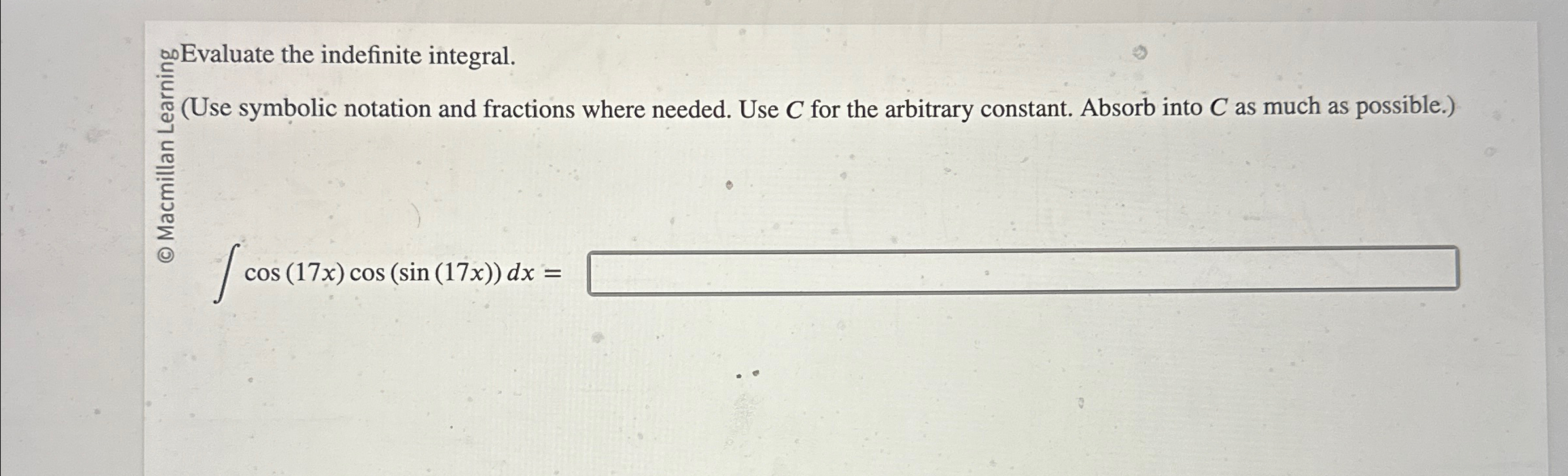 Solved 들 ﻿Evaluate the indefinite integral.(Use symbolic | Chegg.com