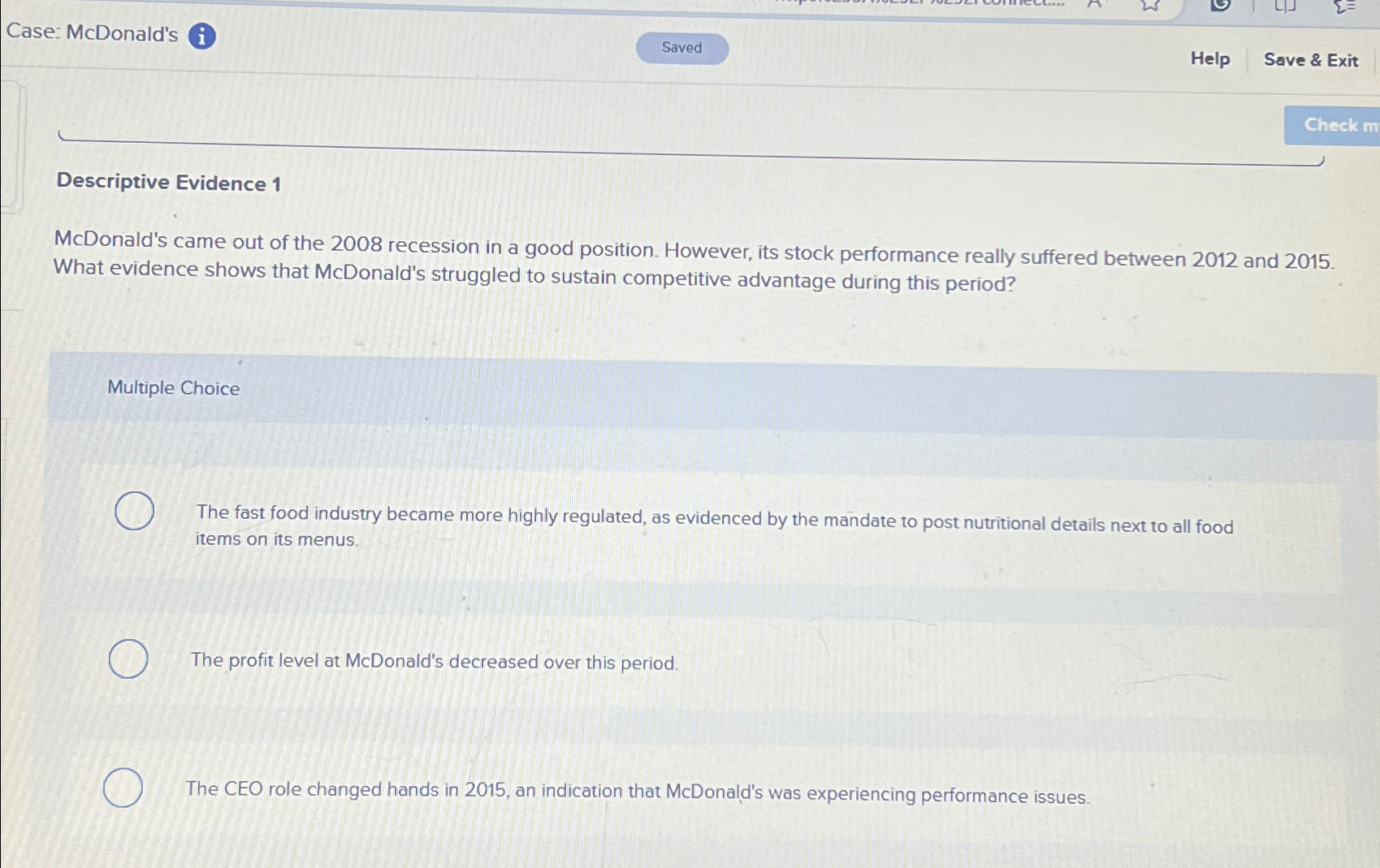 Solved Case: McDonald'sHelpSave & ExitDescriptive Evidence | Chegg.com