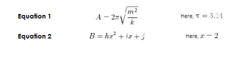 Solved Equation 1,A-2πm2k2, ﻿Here, π=3.14Equation | Chegg.com