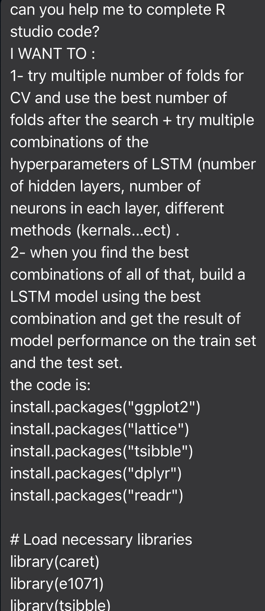 Solved can you help me to complete R ﻿studio code?I WANT TO | Chegg.com