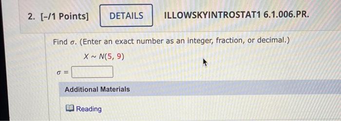 Solved Find σ. (Enter an exact number as an integer, | Chegg.com