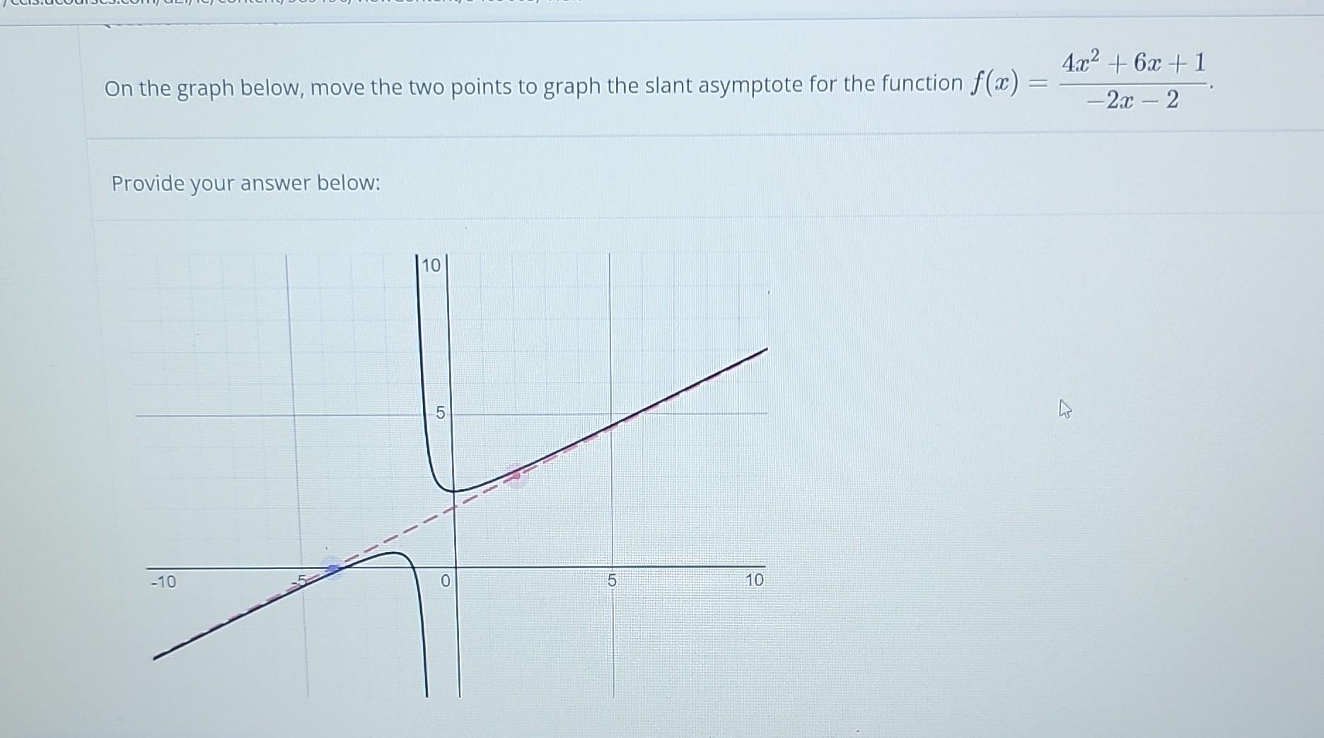Solved On the graph below, move the two points to graph the | Chegg.com Solved On the graph below, move the two points to graph the | Chegg.com