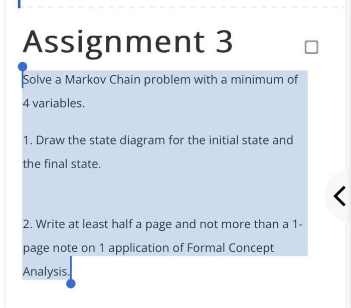Solved Solve A Markov Chain Problem With A Minimum Of 4