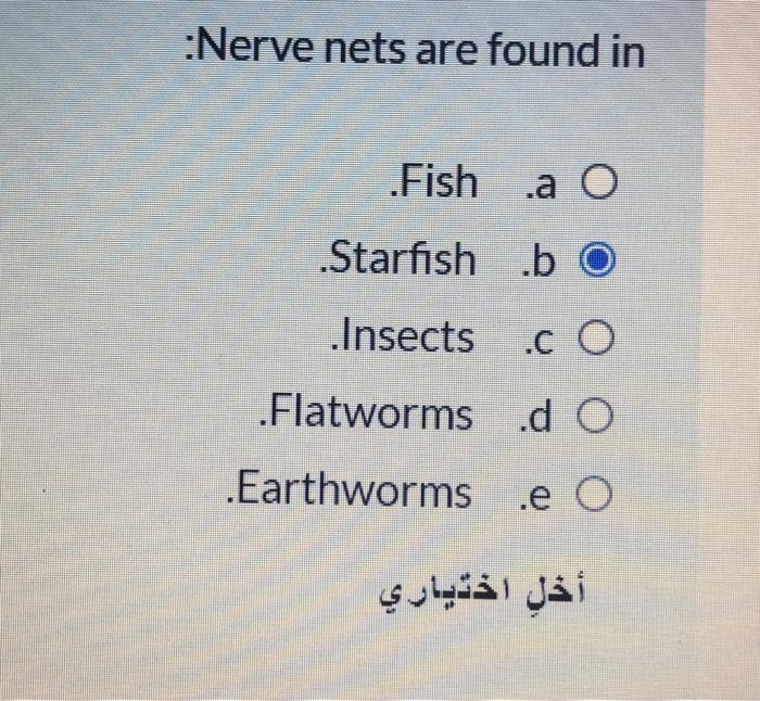 Solved :Nerve nets are found in .Fish .a O Starfish .bo | Chegg.com