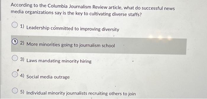 According to the Columbia Journalism Review article, | Chegg.com