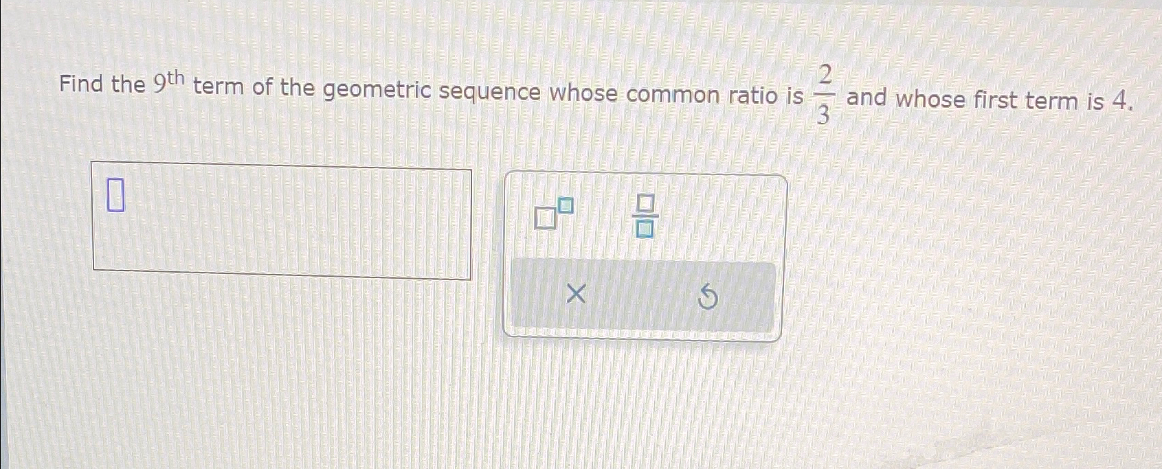 Solved Find the 9th ﻿term of the geometric sequence whose | Chegg.com