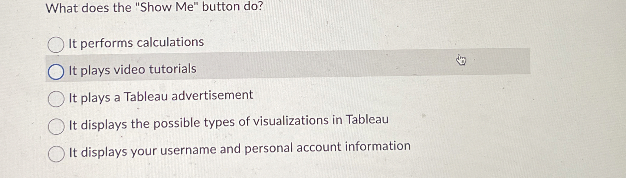 Solved What does the "Show Me" ﻿button do?It performs | Chegg.com