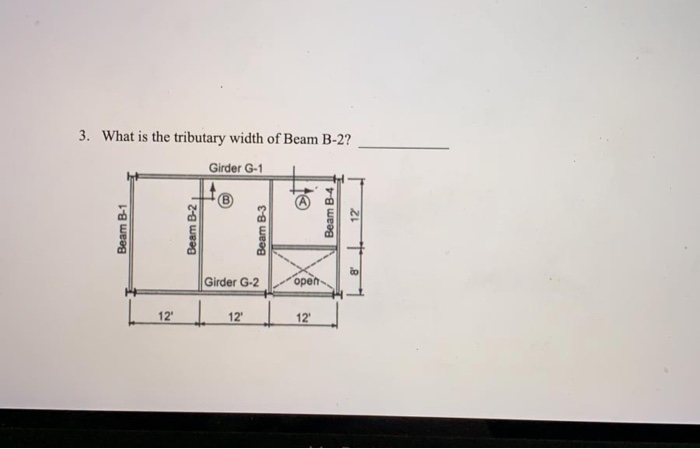Solved 3. What is the tributary width of Beam B-2? Girder | Chegg.com