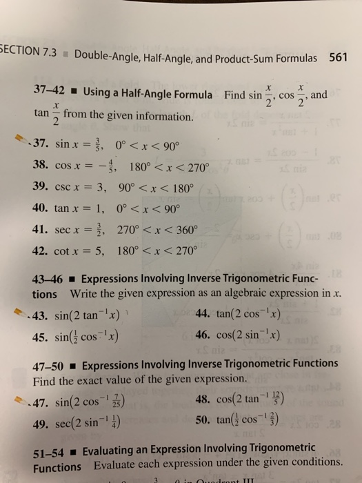 Solved SECTION 7.3 u Double-Angle, Half-Angle, and | Chegg.com