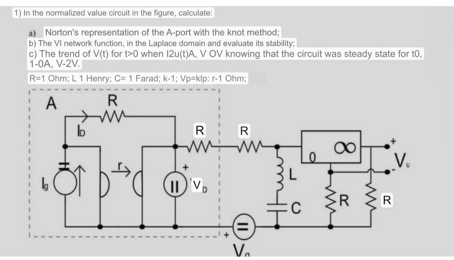 Solved In the normalized value circuit in the figure, | Chegg.com