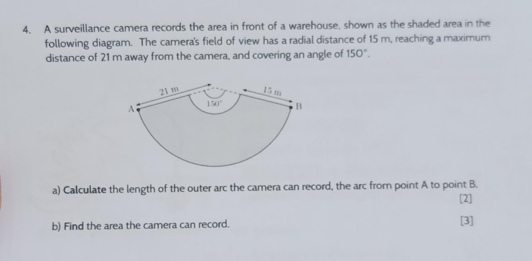 Solved Level 3-4 4. A surveillance camera records the area | Chegg.com