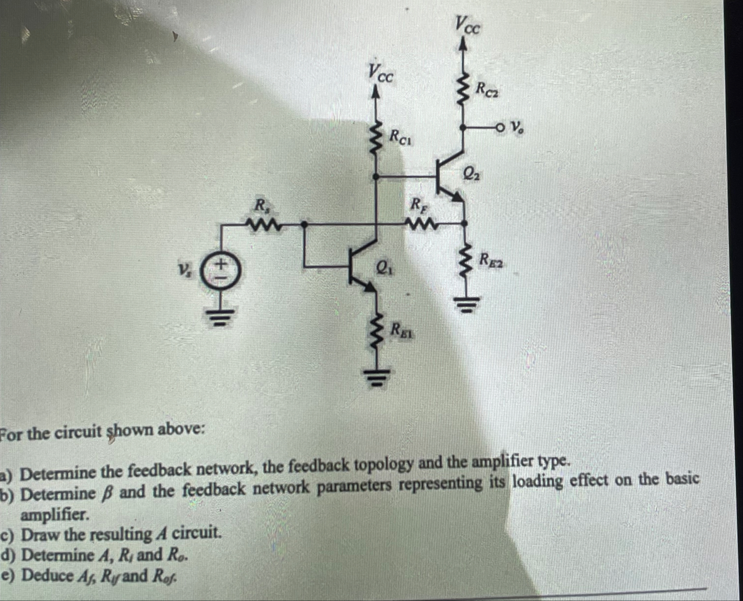 Solved For the circuit shown above:a) ﻿Determine the | Chegg.com
