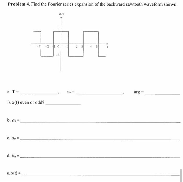 Solved Problem 4 Find The Fourier Series Expansion Of The
