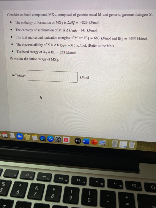Solved Consider an ionic compound, MX2, composed of generic | Chegg.com