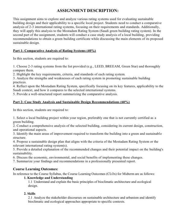 Solved ASSIGNMENT DESCRIPTION: This assignment aims to | Chegg.com