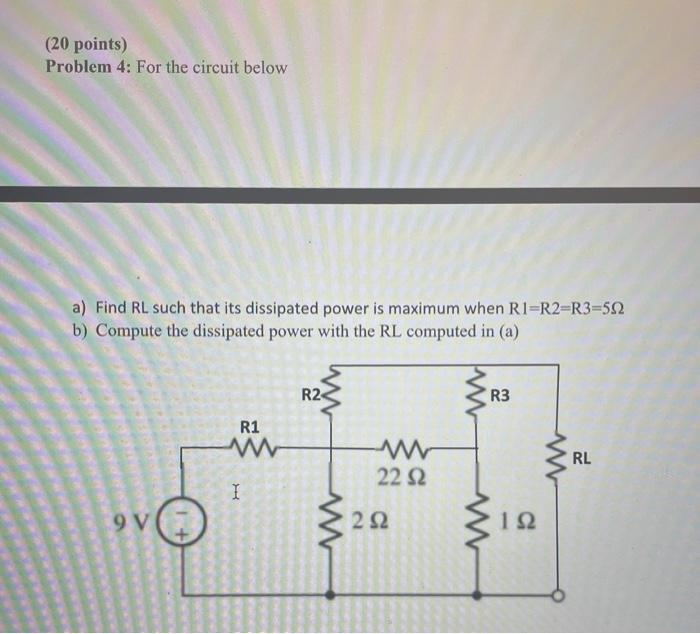 Solved (20 points) Problem 4: For the circuit below a) Find | Chegg.com