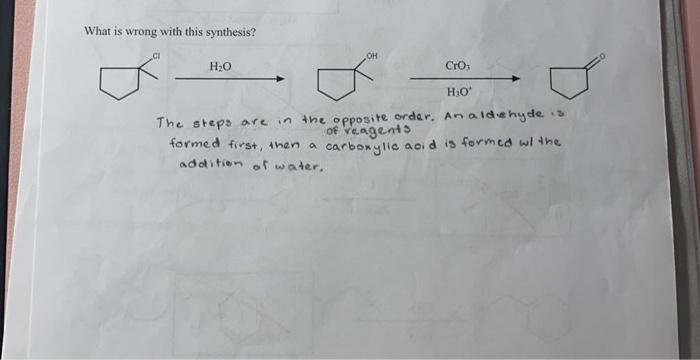 Solved What is wrong with this synthesis? The steps are in | Chegg.com