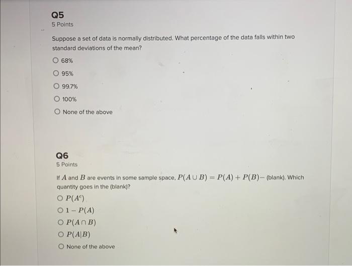 Solved Suppose a set of data is normally distributed. What | Chegg.com