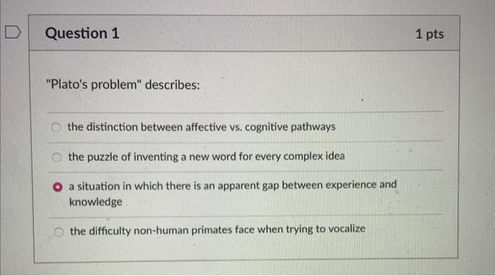 Solved "Plato's problem" describes: the distinction between | Chegg.com