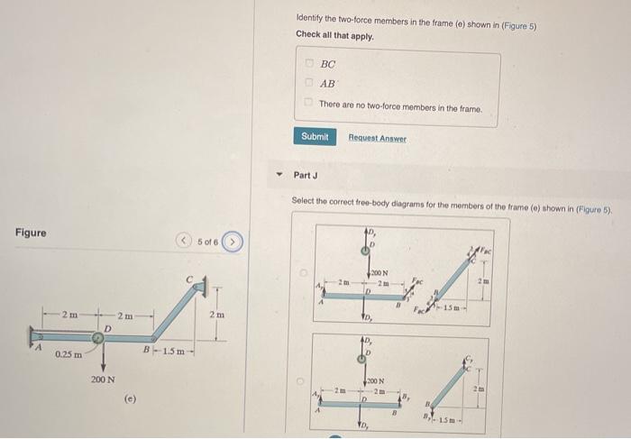 Solved y Part E Identify the two-force members in the frame | Chegg.com