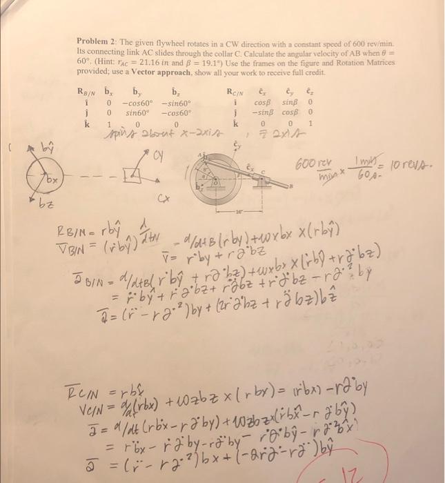 Solved Problem 2: The given flywheel rotates in a CW | Chegg.com