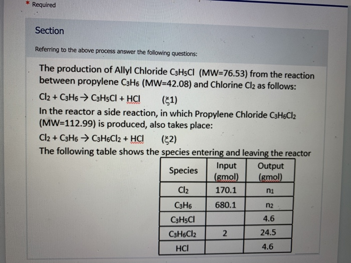 Solved * Required Section Referring to the above process | Chegg.com