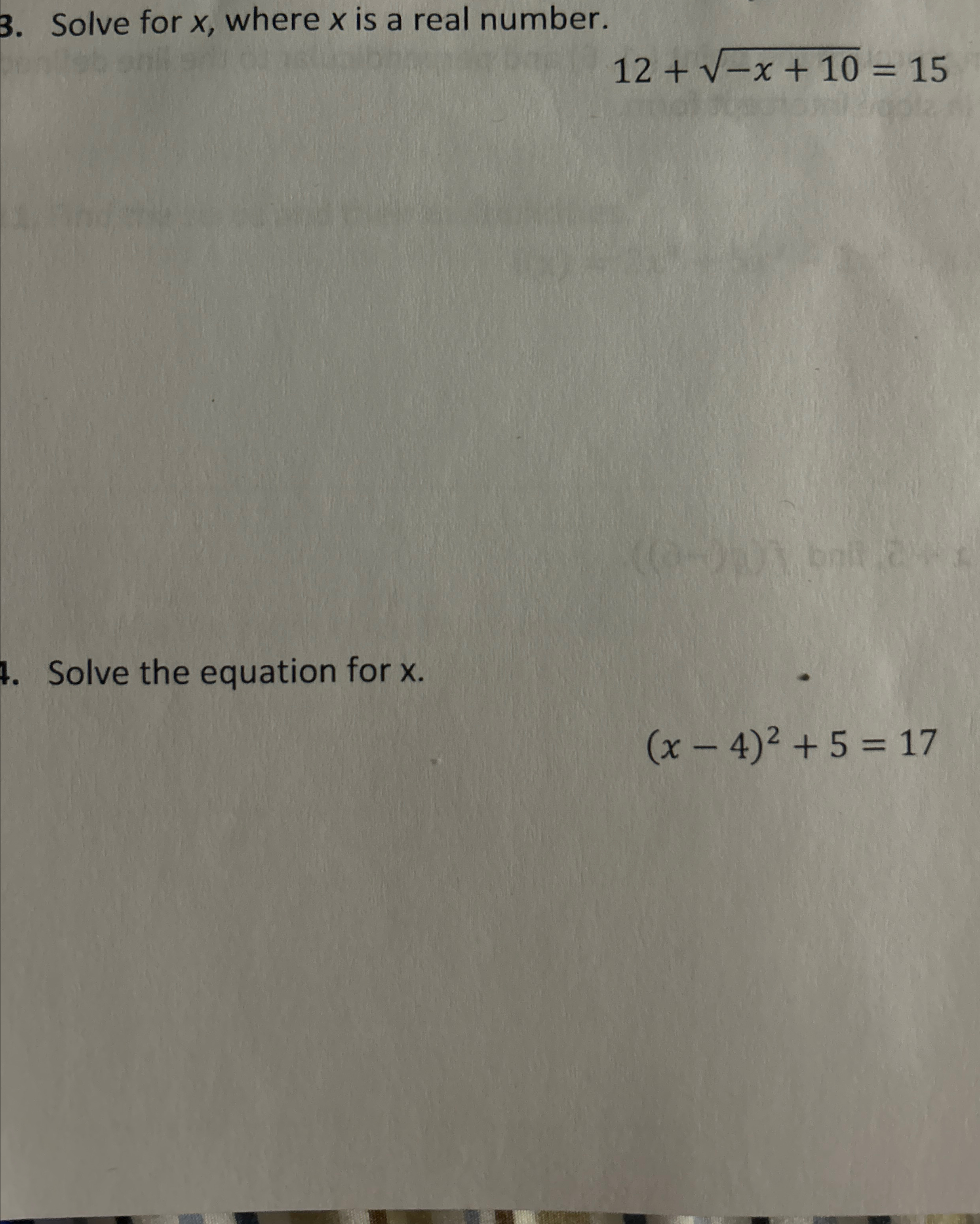Solved Solve for x, ﻿where x ﻿is a real | Chegg.com
