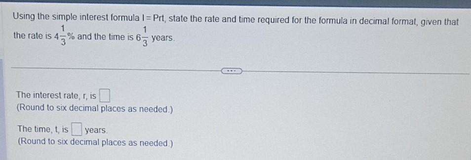 Solved Using the simple interest formula I= Prt, state the | Chegg.com