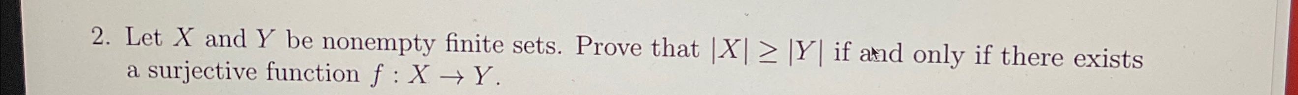 Solved Let x ﻿and Y ﻿be nonempty finite sets. Prove that | Chegg.com