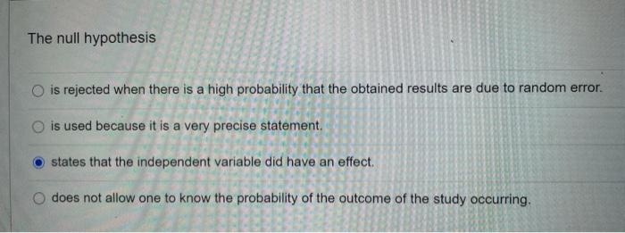 Solved The null hypothesis is rejected when there is a high | Chegg.com