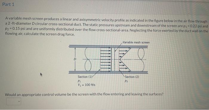 Solved A variable mesh screen produces a linear and | Chegg.com