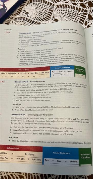Solved EXERCISE 9-3 A this is all the question and all the | Chegg.com