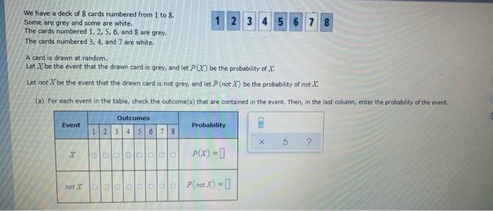 Solved We have a deck of 8 cards numbered from 1 to 8. Some | Chegg.com