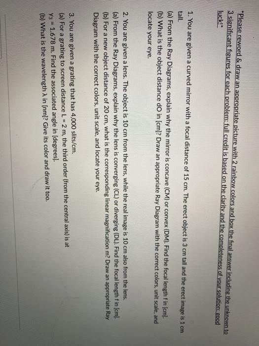 Solved *Please reword & draw an appropriate picture with 2 | Chegg.com