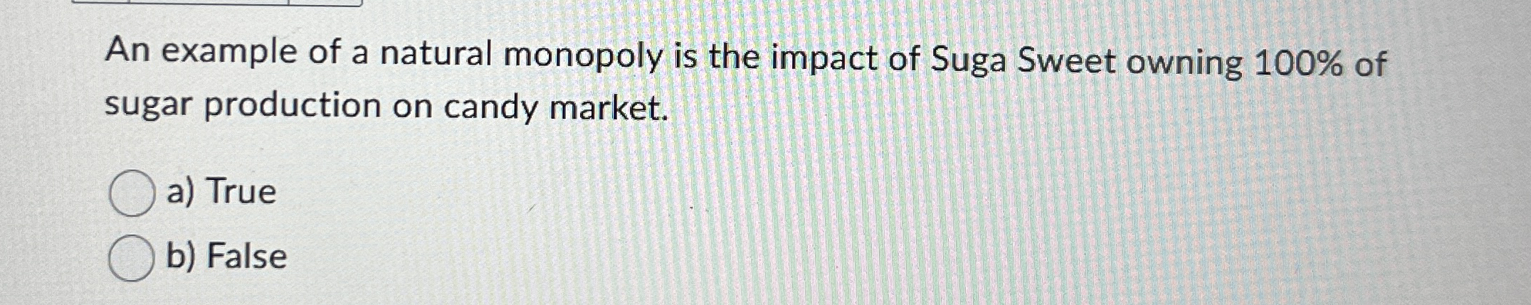 Solved An example of a natural monopoly is the impact of | Chegg.com