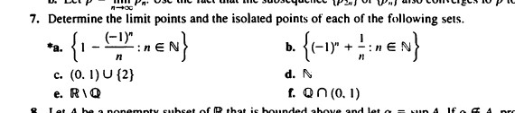 Solved 7. Determine the limit points and the isolated points | Chegg.com