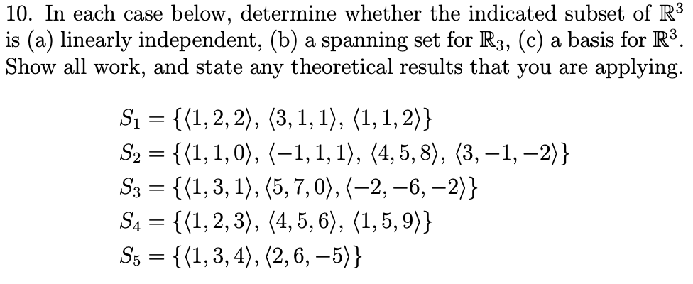 Solved In each case below, determine whether the indicated | Chegg.com
